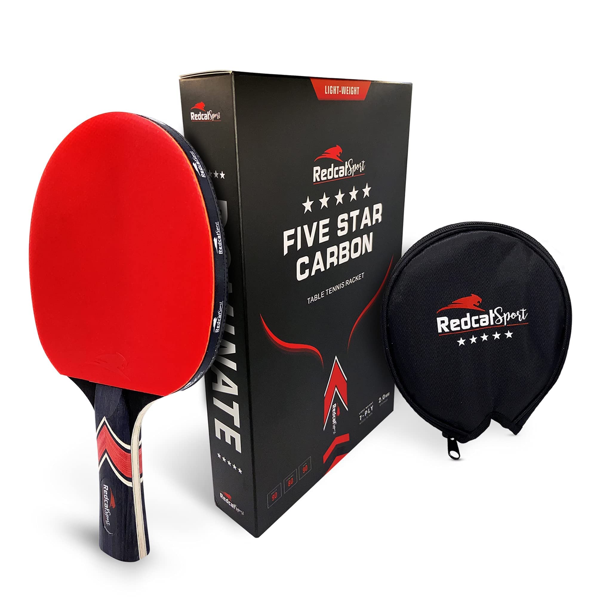 Ping Pong paddle β Pro Carbon Fiber Table Tennis Racket and case has 7 ply blade with 2.0mm Sponge and ITTF standard rubber for true spin, speed and Control - use paddles indoor or outdoor