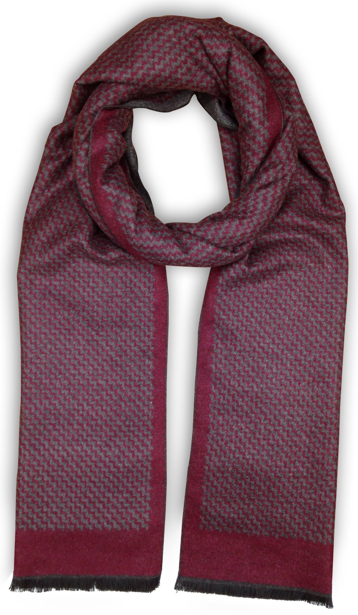 Livativ Bleu Nero Luxurious Winter Scarf for Men and Women – Large Selection of Unique Design Scarves – Super Soft Premium Cashmere Feel Burgundy Grey Diagonal Zigzag Border