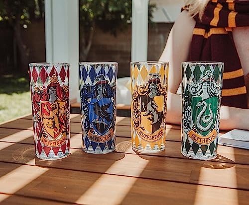 Silver Buffalo Harry Potter Hogwarts House Crests 4-Pack Tumbler Set, 10-Ounces