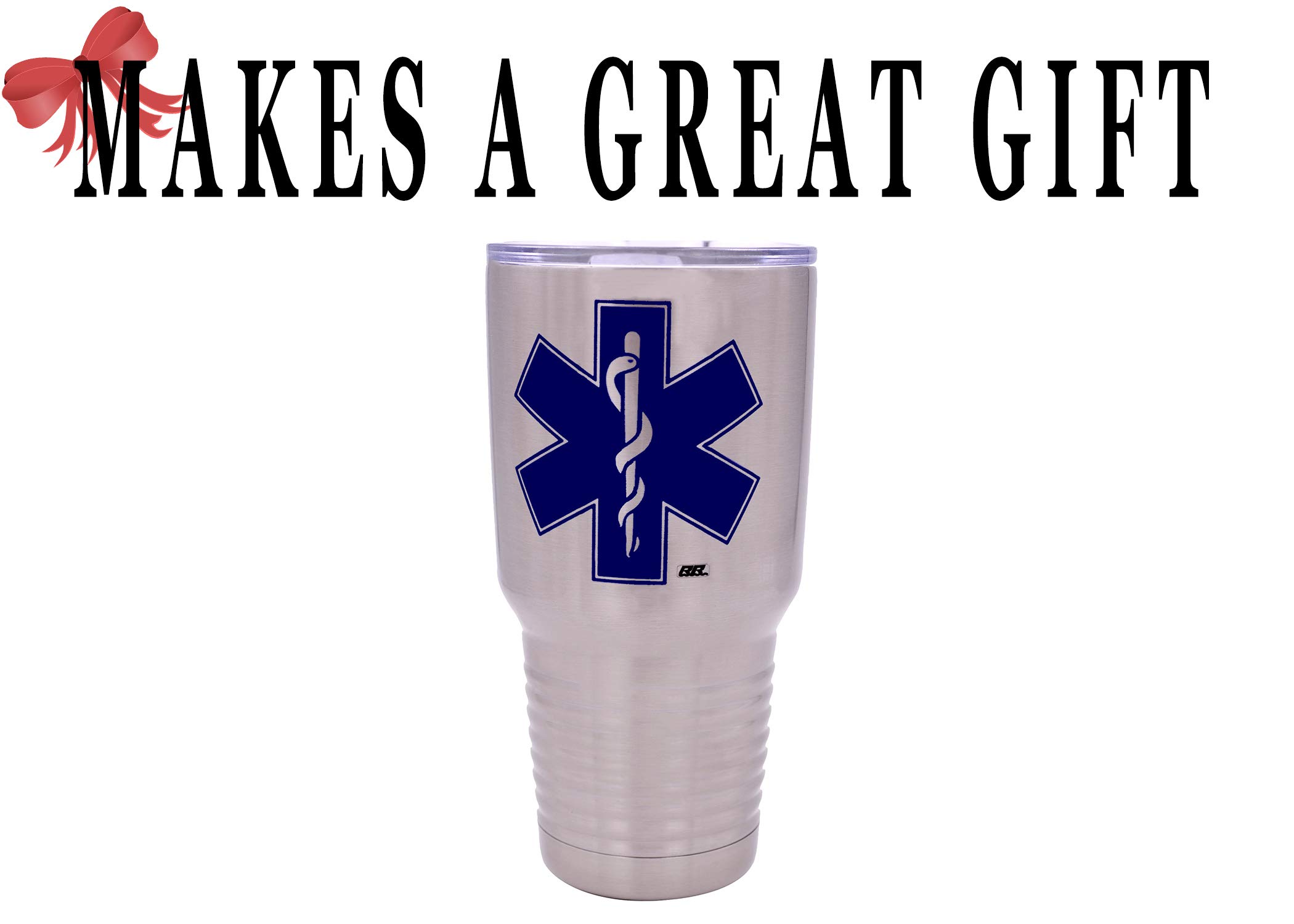 Rogue River Tactical EMT EMS Star of Life 30 Ounce Travel Tumbler Mug Cup w/Lid Paramedic Gift Ambulance