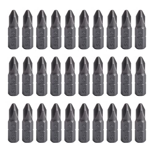 VESTTIO Phillips #2 PH2 Screwdriver Bits Set Drywall Insert Bits 30PCS 1 Inch/25 mm Length 1/4 Inch Hex Shank S2 Alloy Steel for Screwdriver Drill Driver with Storage Case