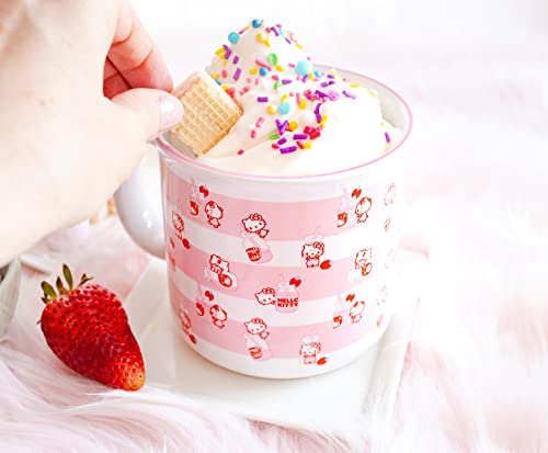 Silver Buffalo Sanrio Hello Kitty Strawberry Milk Ceramic Camper Mug | Holds 20 Ounces