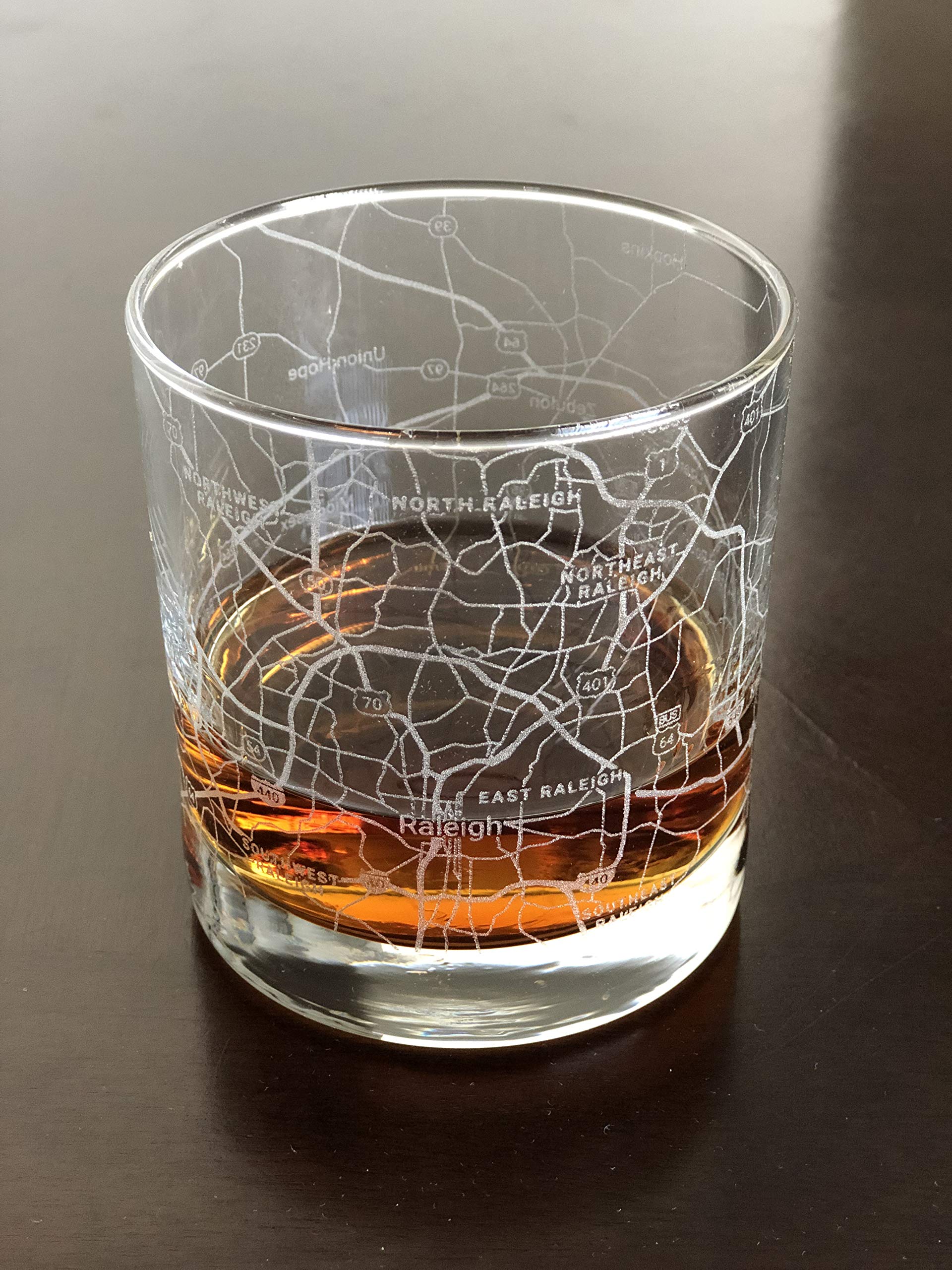 Rocks Whiskey Old Fashioned 11oz Glass Urban City Map Raleigh North Carolina