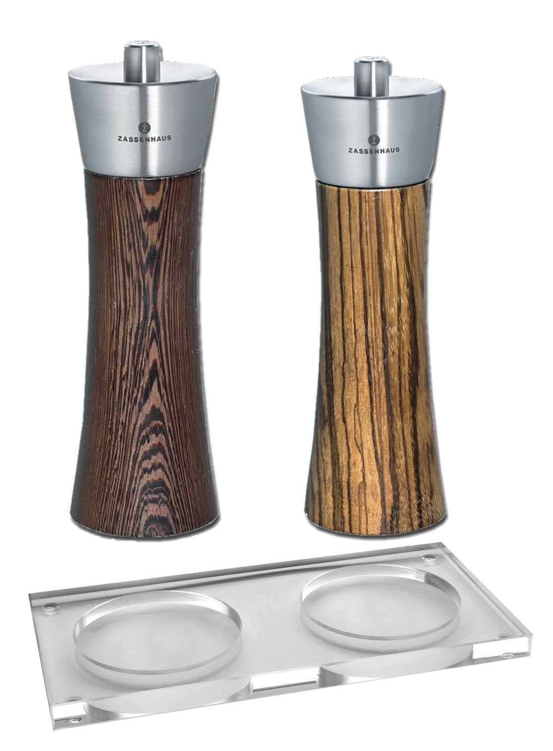 Stand / Tray for Pepper- & Salt Mill Set, Acrylic Glass (without Mills!)