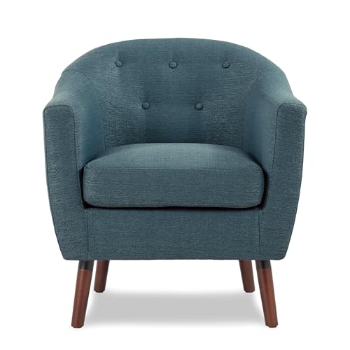 Lexicon Quill Tufted Fabric Barrel Chair, Blue