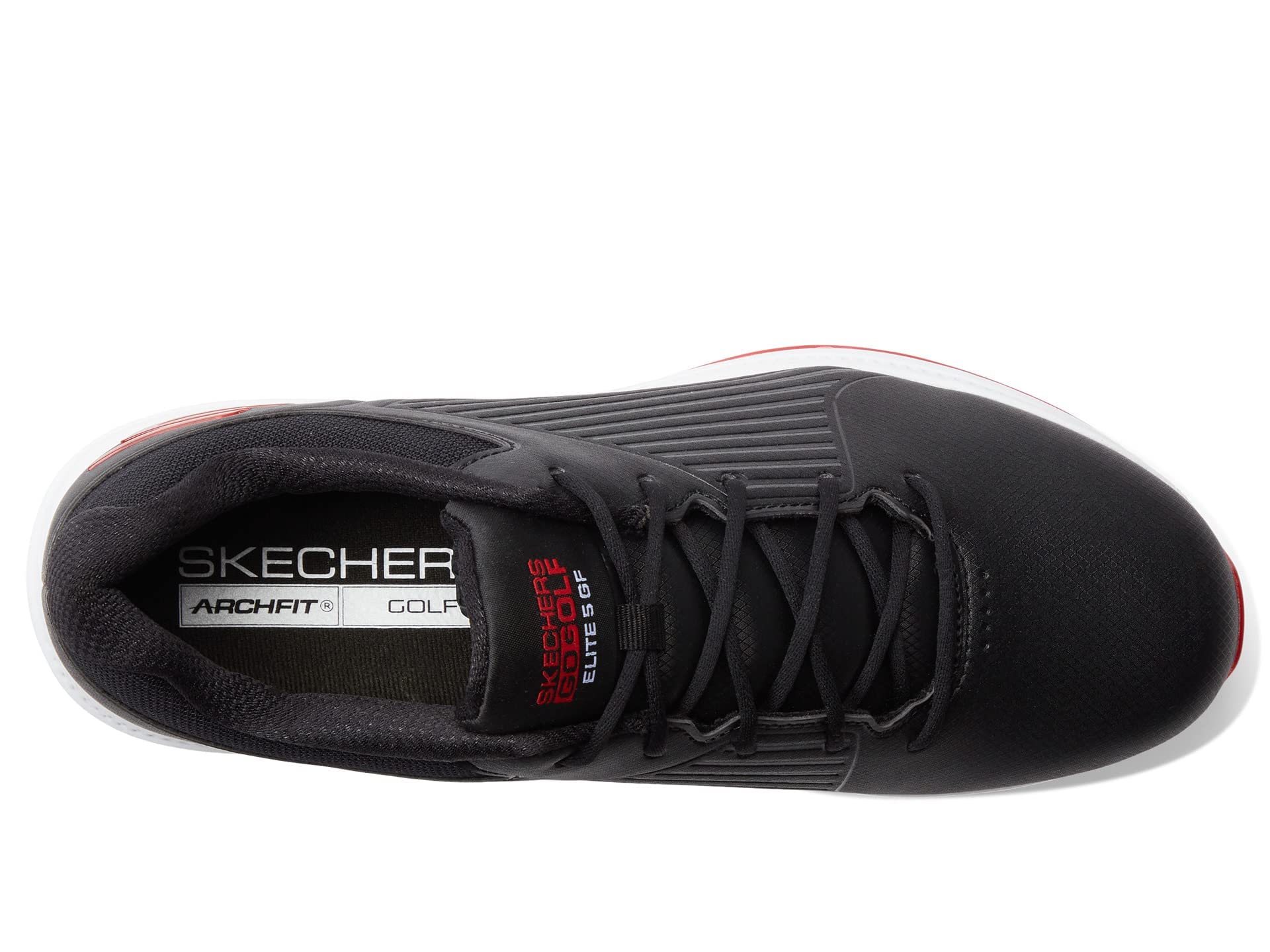 Skechers Men's Elite 5 Arch Fit Waterproof Golf Shoe Sneaker, Black/Red, 10.5 Wide