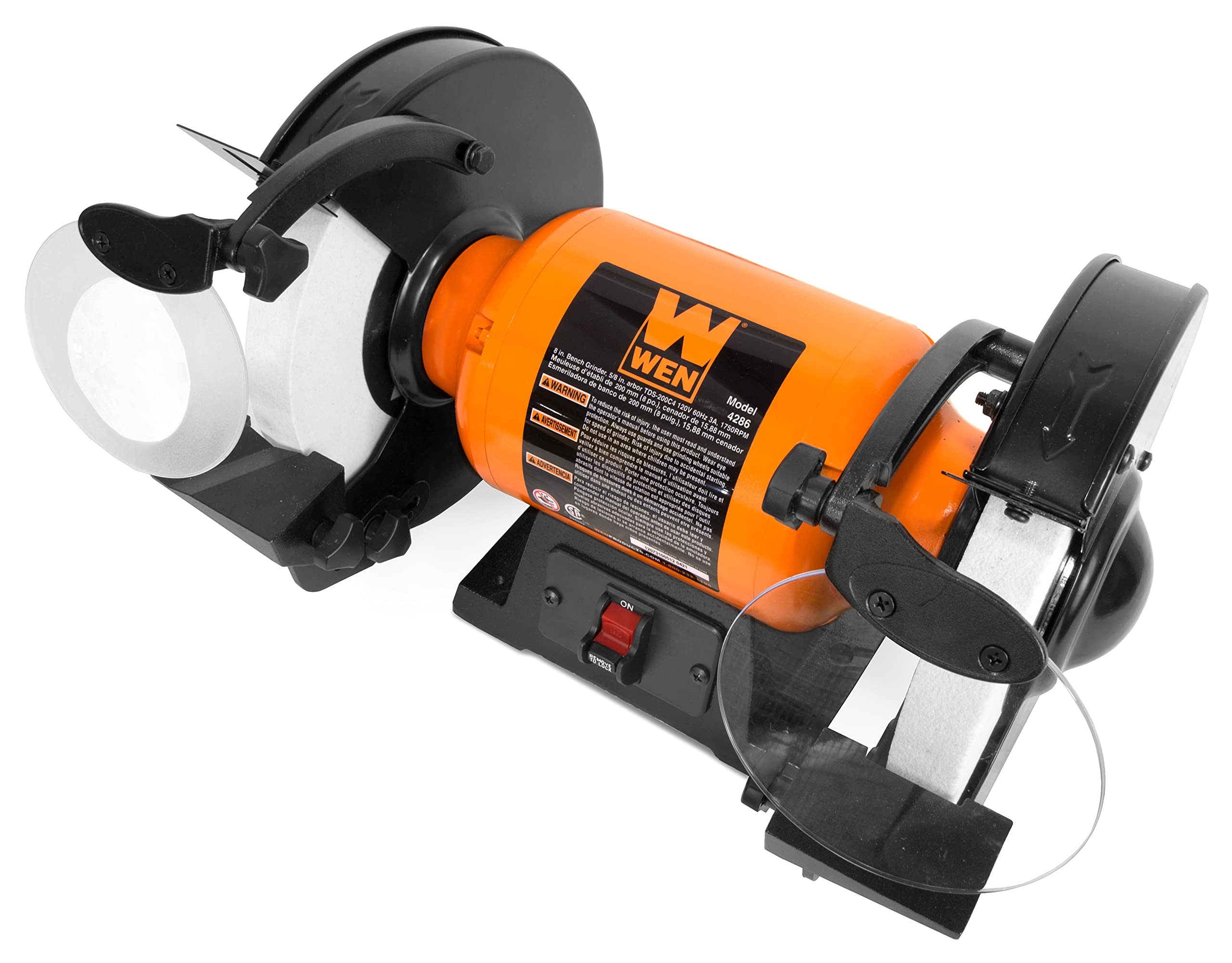 WEN BG4286 3-Amp 8-Inch Slow Speed Bench Grinder, Orange,black