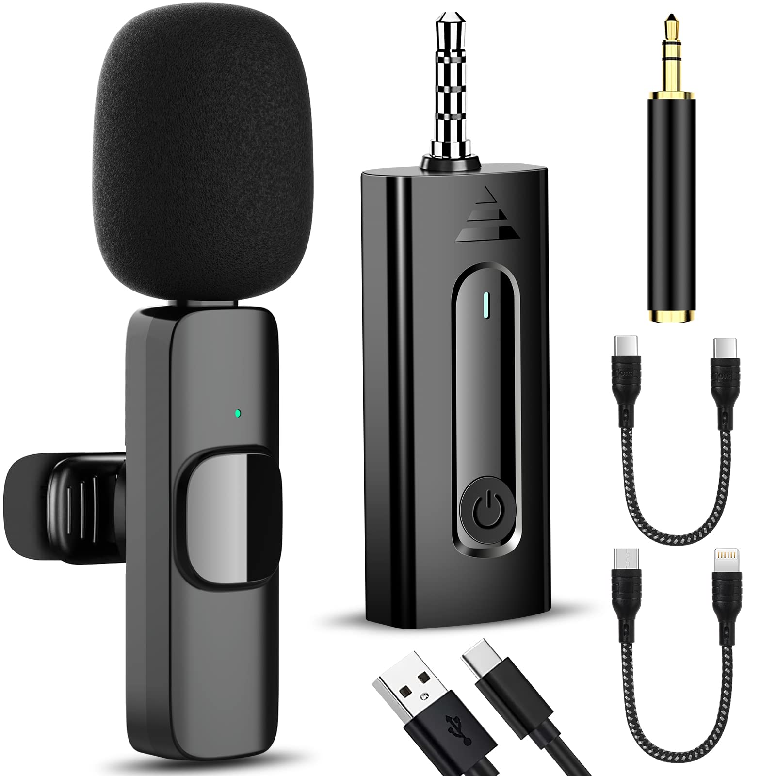 Wireless Lavalier Microphone for iPhone iPad/Android Phone/Camera,GoPro/Computer/Laptop/MacBook,Professional Lapel Mic Video Recording Lav Microphones for YouTube Tiktok Interview Live Stream Podcast