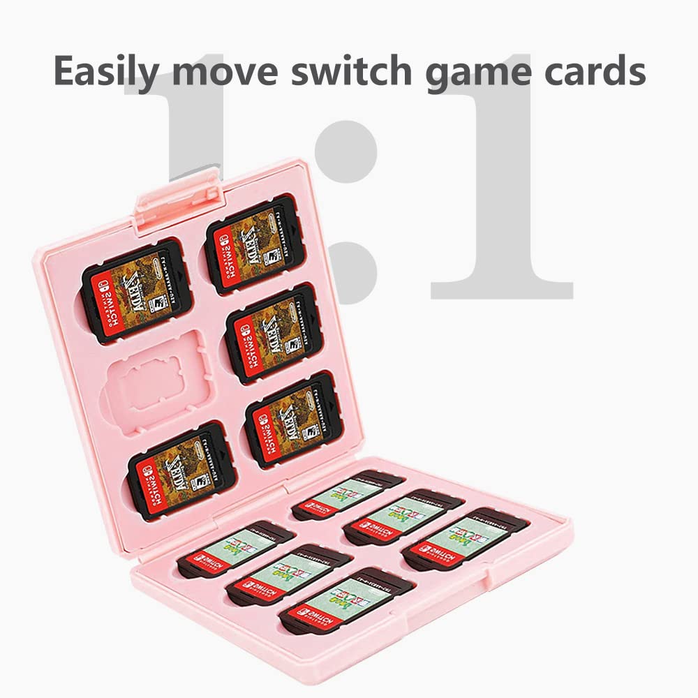 VASYITSO Switch Game Card Case, Protective Game SD Card Storage Cartridge for Switch OLED/ Switch Lite, [Shockproof] 12 Slots Switch Shell Holder