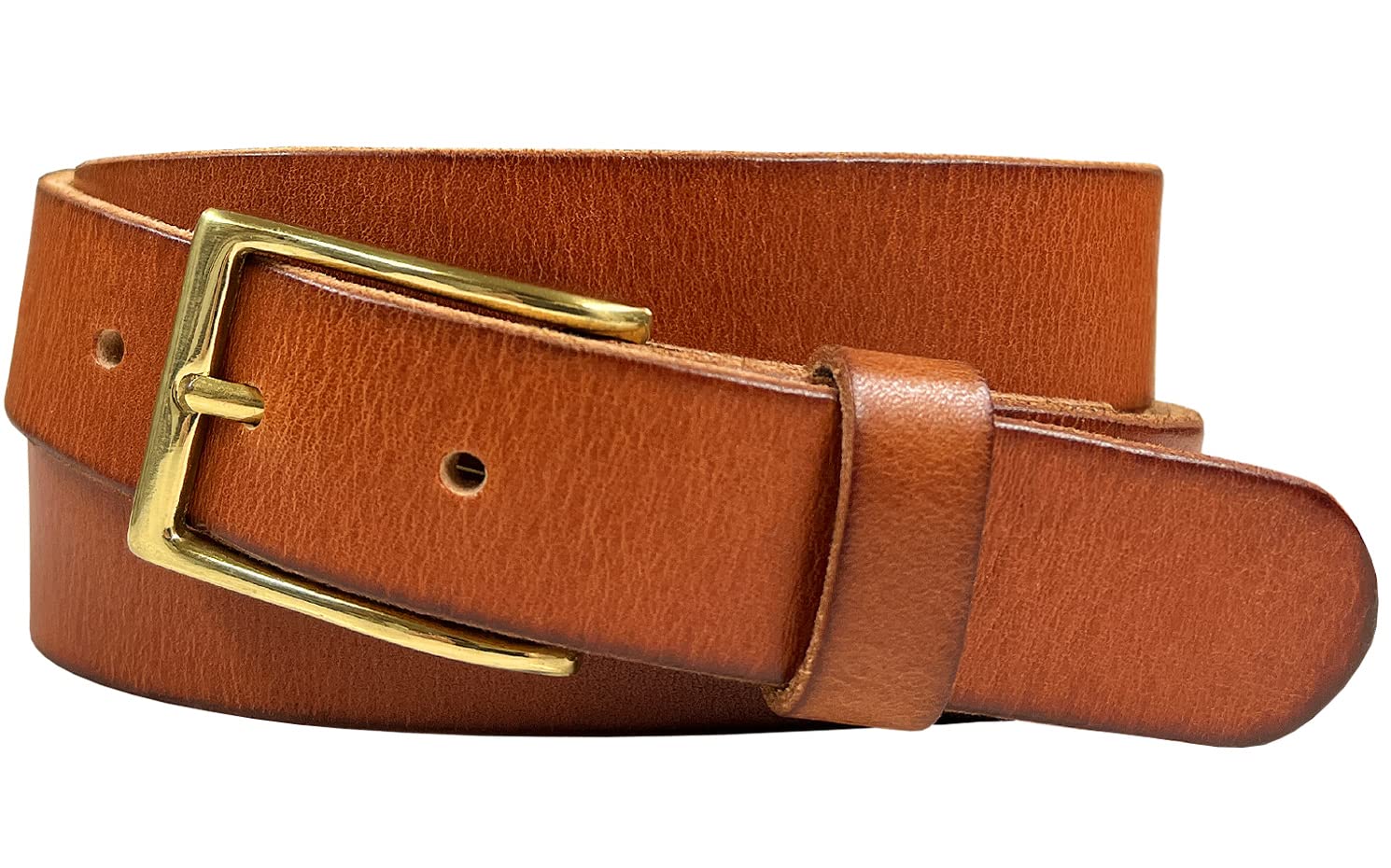 Men's Belts Full Grain Genuine Leather One Piece Casual Dress Belt 1-1/8" (30mm) wide (Tan-Gold, 34)