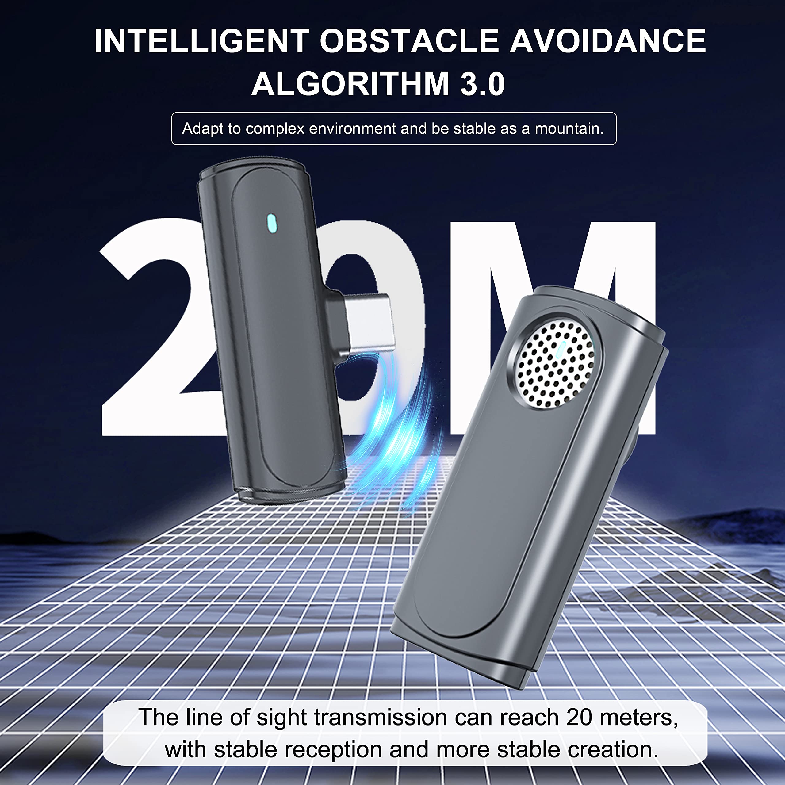 Wireless Lavalier Microphone for iPhone, Intelligent Noise Reduction,2-in-1 Plug-Play Mic with Charging Case and Hand-held Microphone, for Video Recording Interview Youtubers Vloggers