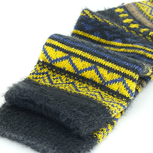 TSoduce Winter Wool Socks for Women Vintage Warm Thick Cozy Rabbit Wool Thermal Boot Crew Hiking Ladies Socks Pack 3 Pairs (Group A)