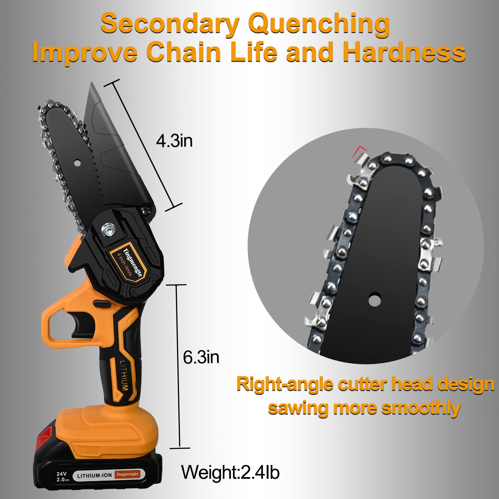Mini Chainsaw 6 Inch, Cordless Mini Chainsaw Battery Powered with 24V 10000mAh Rechargeable Battery, 2.57Lb One-Hand Use Electric Chainsaw, Handheld Chainsaw for Tree Trimming Wood Cutting