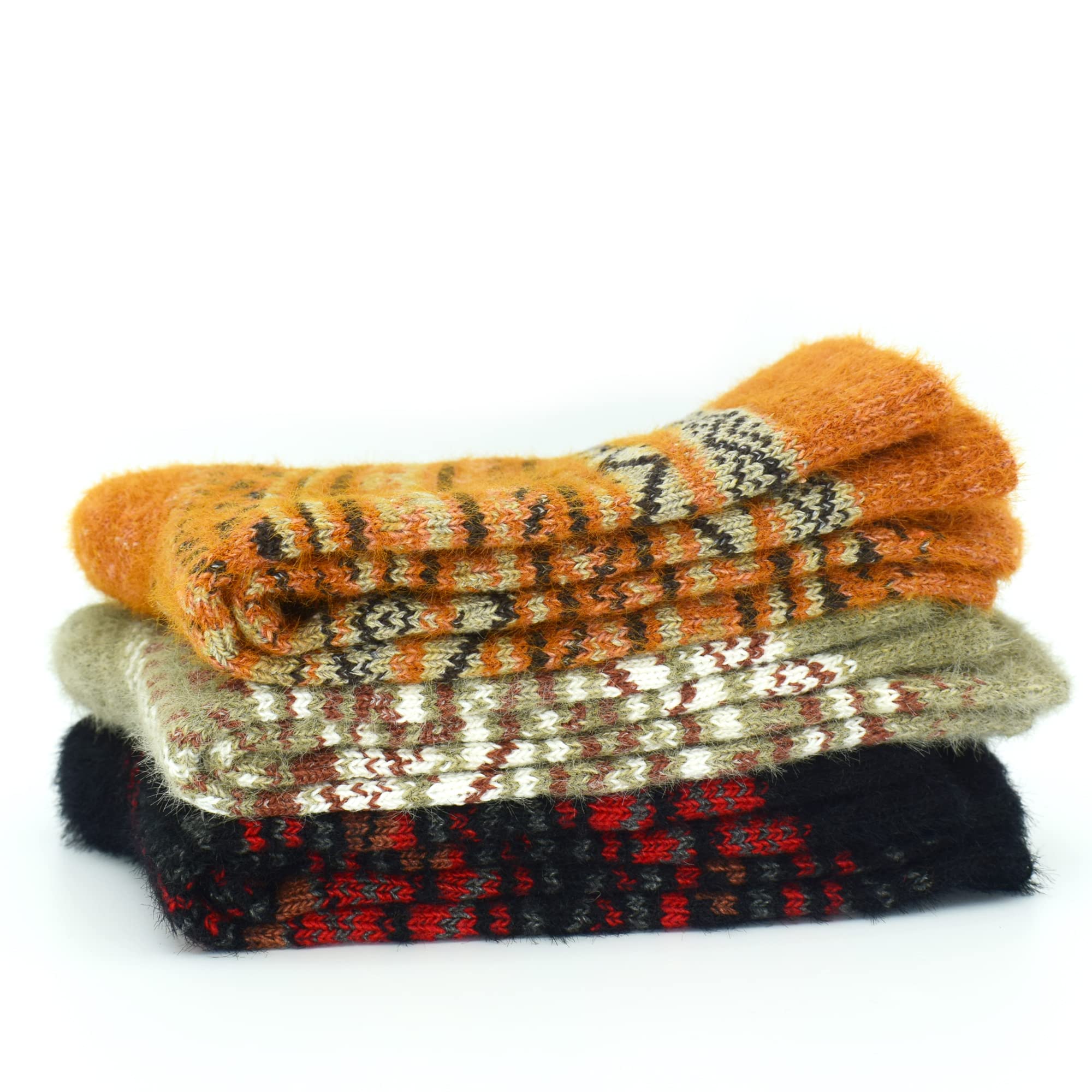 TSoduce Winter Wool Socks for Women Vintage Warm Thick Cozy Rabbit Wool Thermal Boot Crew Hiking Ladies Socks Pack 3 Pairs (Group B)