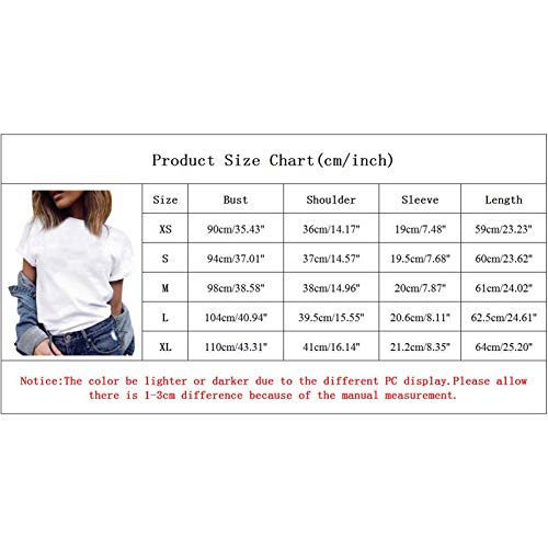 wodceeke Women's Cute Graphic T-Shirts Crewneck Short Sleeve Casual Simple Tee Summer Basic Tops (White G, S)