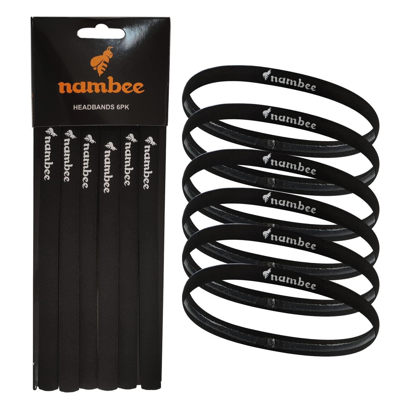 Nambee Silicone Grip Hairband Mini Sweat Band 6 Pack,Elastic Silicone Grip Exercise Hair and Sweatbands for Yoga
