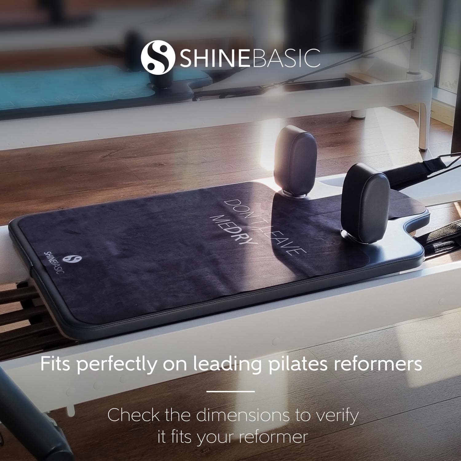 Shine Basic Pilates Reformer Mat - Extra Thin Material, Sweat Absorbing and Anti-Slip for Body Balance - Workout Cover Towels, Gym Studio Accessories, Professional Mats Equipment β 38.1"x22", Black