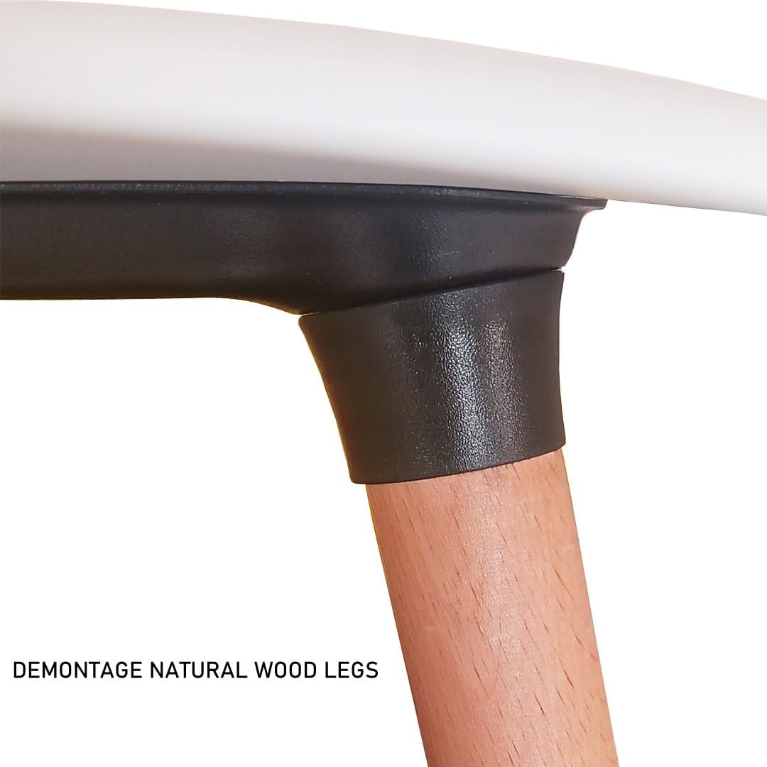 NETAKS Disassembled Modern Style Dining Chair Mid Century Modern DSW Chair, Shell Lounge Plastic Chair, Solid Wooden Legs, Kitchen, Dining, Bedroom, Living Room Side Chairs Set of 4(White)…