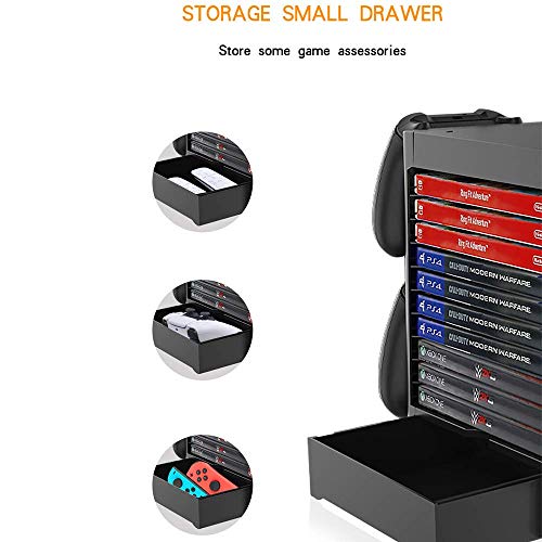 NiSotieb Multifunctional 10 Games Disk Storage Rack for PS5 Controller/Headset Stand Holder for PS4/Xbox Series X/Switch/PS5 Game Accessories Organizer