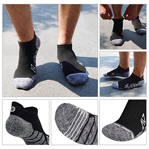 SIXDAYSIX Womens Ankle Socks 6 Pairs Black Low Cut Athletic Running Sock 10-13
