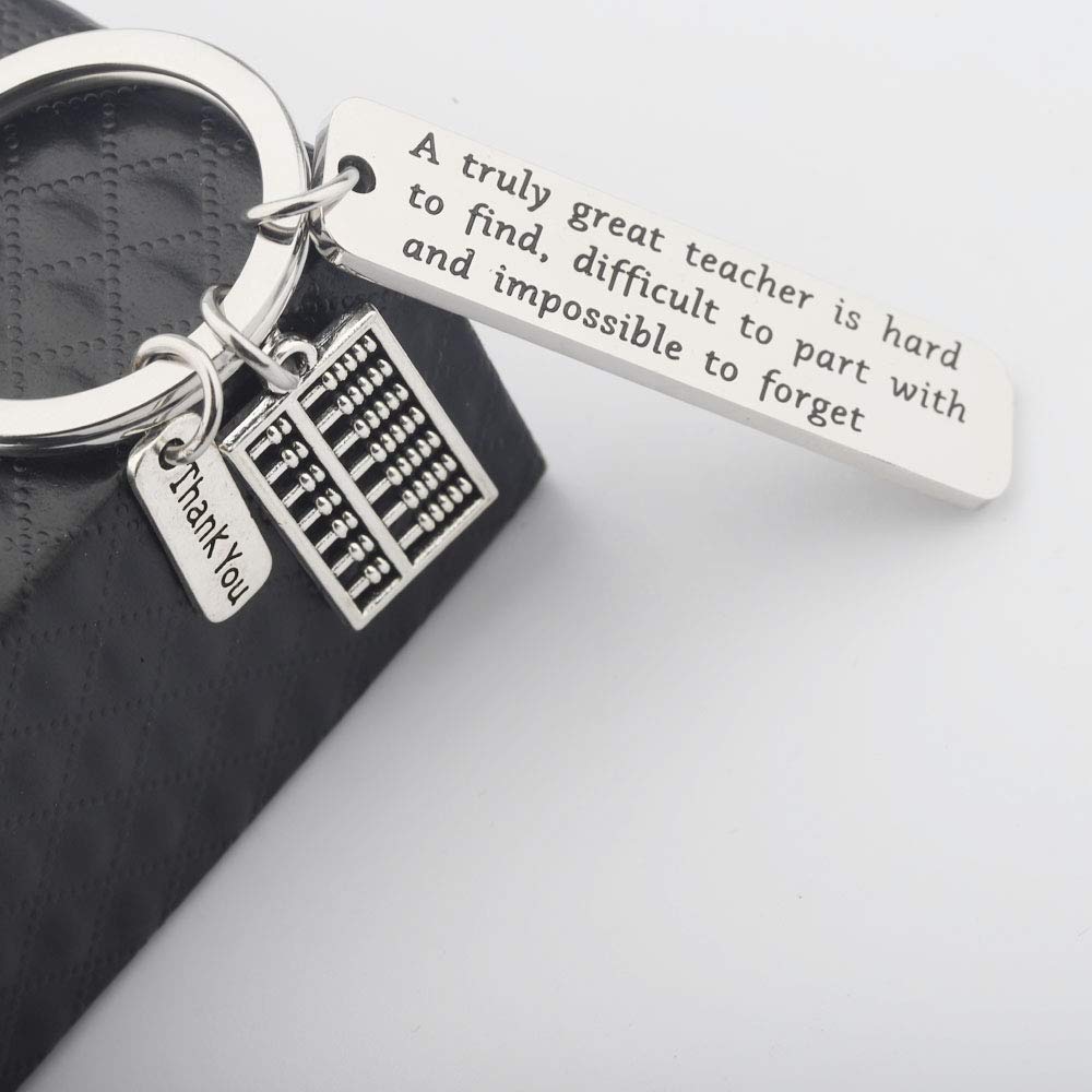 Math Teacher Thank You Keychain A Truly Great Teacher is Hard to Find Retirement Gift for Teacher (Abacus)