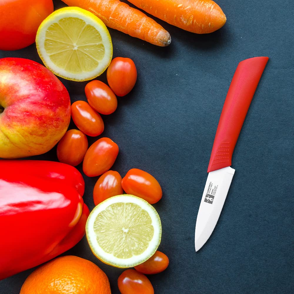 LIANGTAI Ceramic Knife 3 Inch Fruit Knife (Red Handle)