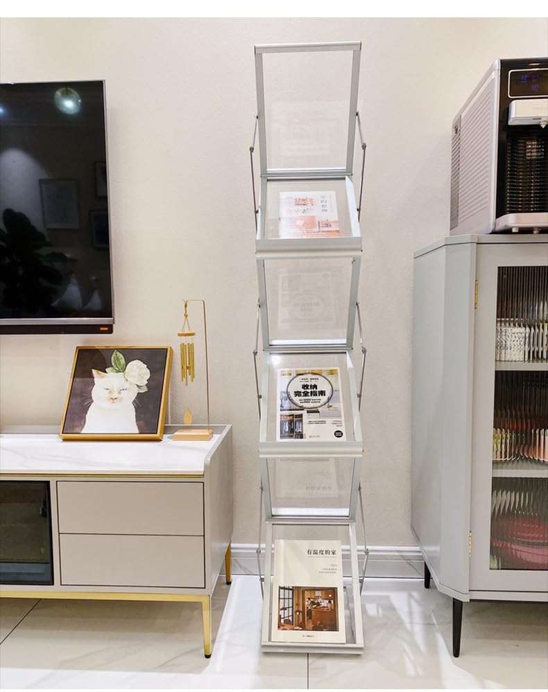 Nisorpa Literature Rack, Foldable Magazine Rack Office Racks & Displays Magazine Rack Catalog Brochure Display Stand Holder Catalog for Trade Show Exhibitions Office Retail Store, 3 height adjustable,