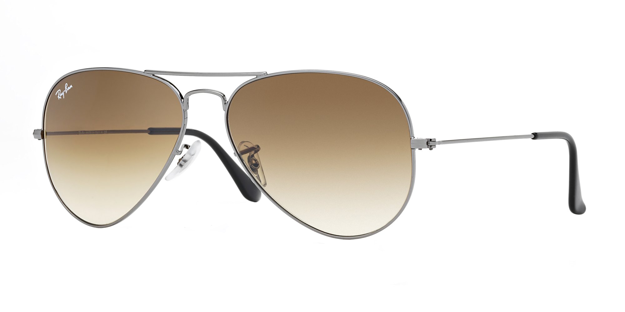 Ray-Ban RB3025 Metal Aviator Sunglasses + Vision Group Accessories Bundle (Gunmetal/Clear Gradient Brown (004/51), 62, Millimeters)