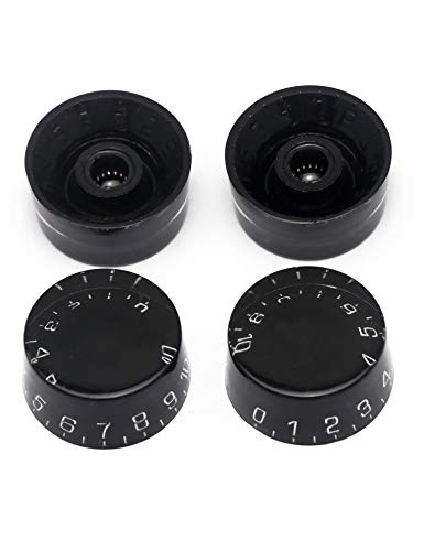 Metallor Electric Guitar Top Hat Knobs Speed Volume Tone Control Knobs Compatible with Les Paul LP Style Electric Guitar Parts Replacement Set of 4Pcs Black.