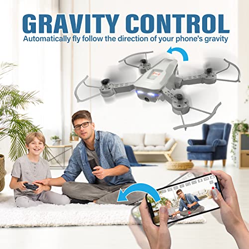 Mini Drones for Kids with Camera 1080P HD, Foldable WiFi Drone for Beginners Adults, Easy Control with One Key Operation, Trajectory Flight / Voice / Gesture / Gravity Control, 360° Flip, Headless Mode, Speed Adjustment, Boys Girls Gift with 2 Batteries M