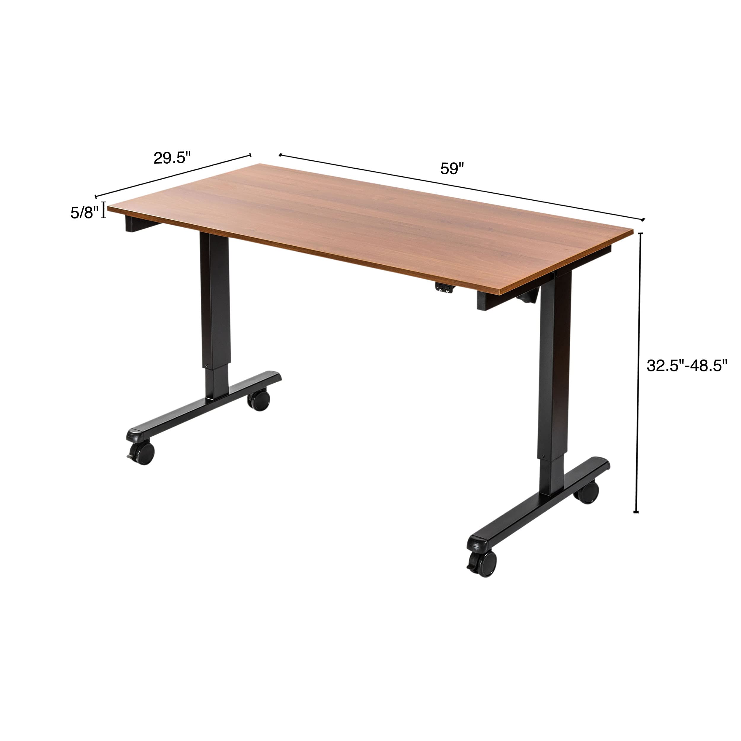Stand Up Desk Store Electric Adjustable Height Standing Desk with Programmable Memory (Black Frame/Teak Top, 60" Wide)