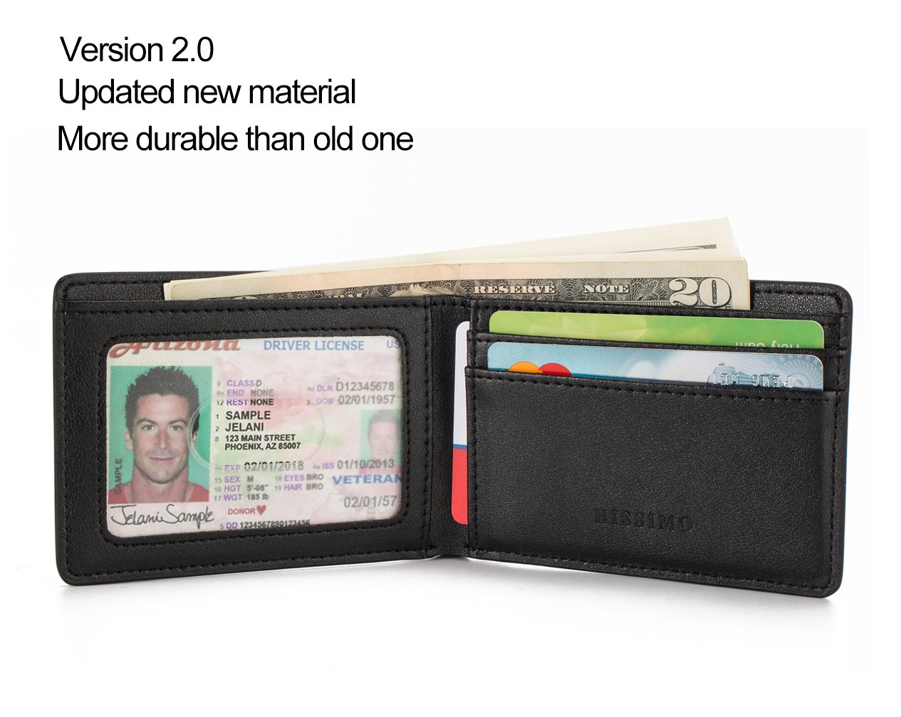 Mens Slim Front Pocket Wallet ID Window Card Case with RFID Blocking - Black