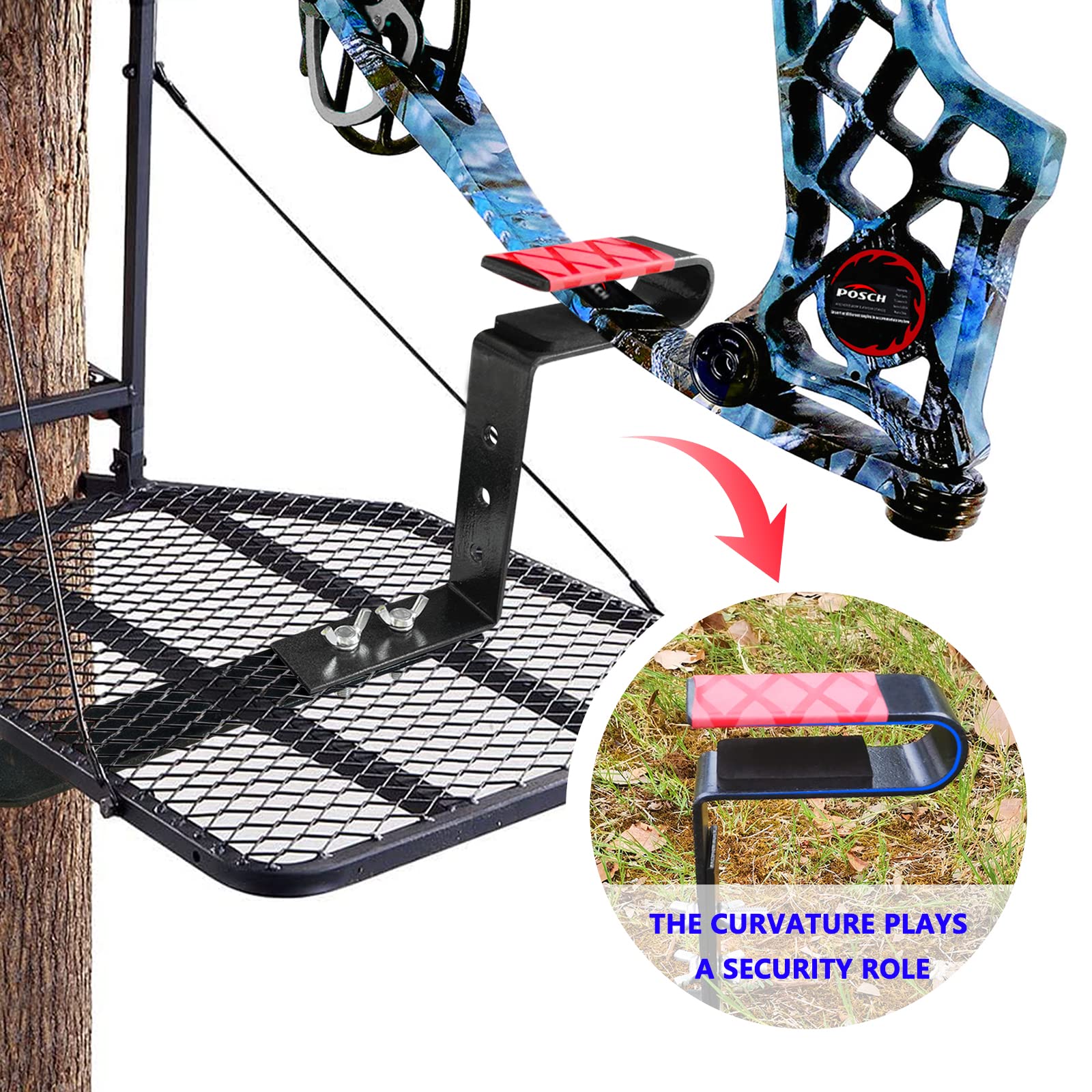 Posch Sports Bow Buddy Compound Bow Holder Treestand Ground Blind Crossbow Removable Bow Holder for Archery Hunting