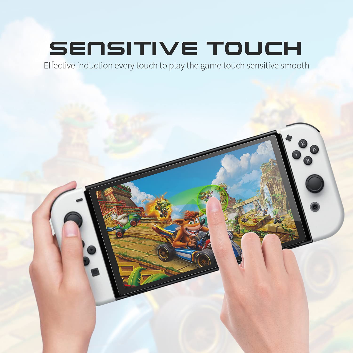 Skrtime 4 Pack Tempered Glass Screen Protector Compatible with Nintendo Switch OLED Model 2021 Transparent HD Clear Switch OLED Screen Protector