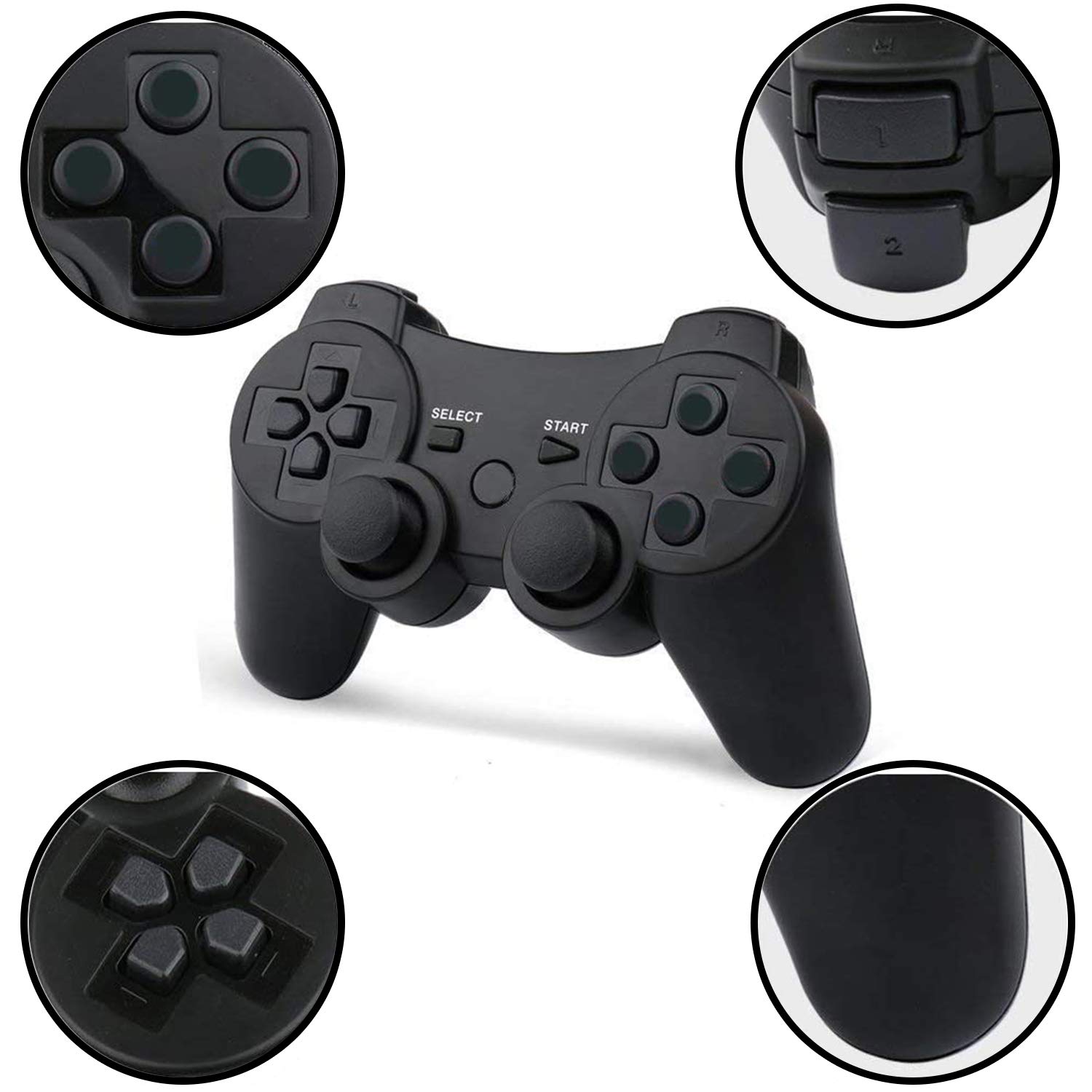 PS3 Controller Wireless, Gaming Remote Joystick for Playstation 3 with Charger Cable Cord (Black, Pink, White, Blue)