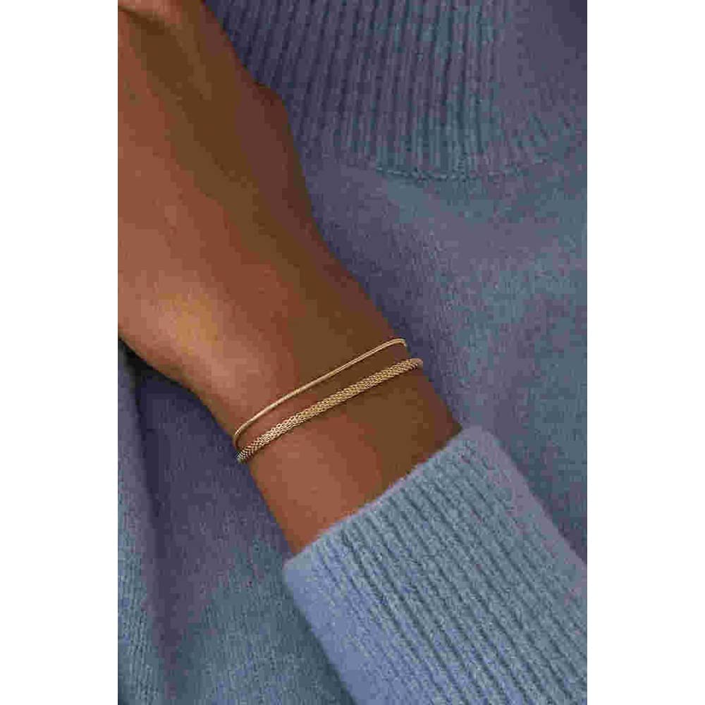Skagen Women's Kariana Gold Tone Bracelet With Crystal Accents, Gold Steel Mesh