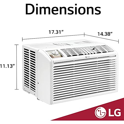 LG 5,000 BTU Window Air Conditioner, 115V, AC Window Unit Cools 150 Sq.Ft. (10' x 15' Room Size), Perfect for Bedrooms, Quiet AC with 2 Cooling & Fan Speeds, 2-Way Air Deflection, and Washable Filter