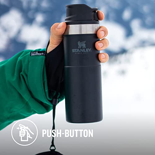 STANLEY Trigger Action Travel Mug 0.35L / 12OZ Hammertone Green β Keeps Hot for 5 Hours - BPA-free Stainless Steel Thermos Travel Mug for Hot Drinks - Leakproof Reusable Coffee Cups