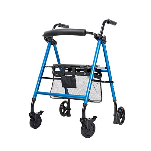 Walker,Rollator 4 Wheel Lightweight Folding Walker Frame with Underseat Basket Adjustable Seat and Handle Height Walking Mobility Aid Foldable Walking aids with Seats and Wheels That fold Outdoor