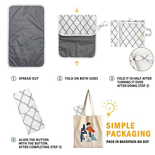 Portable Diaper Changing Pad, Entyle Waterproof Baby Changing Mat, Washable Lightweight Foldable Travel Mat Station for Toddlers Infants Newborns (White)