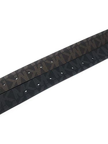 Michael Kors Women's 30mm Reversible MK Logo Monogram Synthetic Leather Belt, Black To Brown (M)