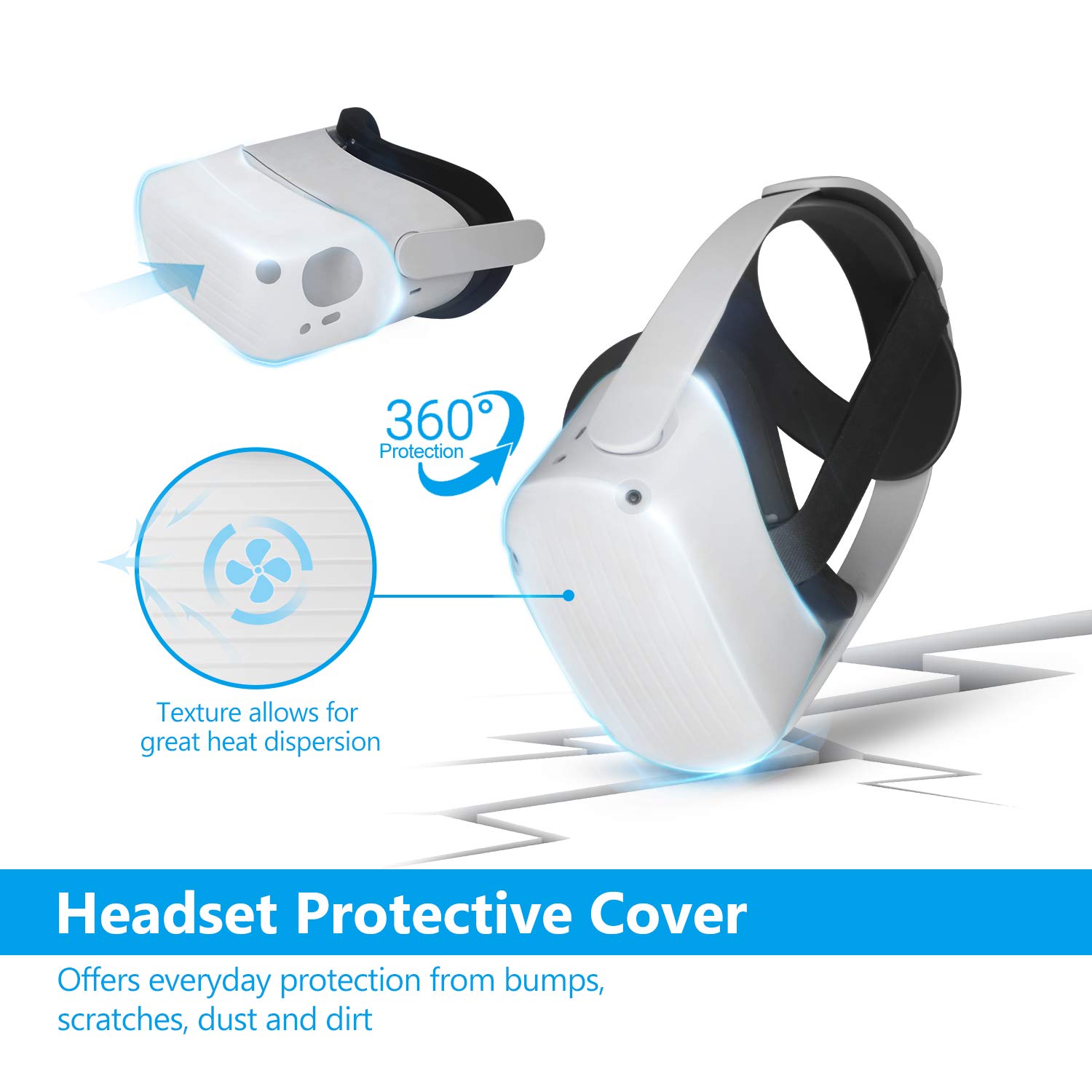Oculus Quest 2 Cover Set JSVER Touch Controller Grip Cover, Front Face Protector Cover, VR Silicone Face Cover, Protective Lens Cover, Button Covers for Quest 2