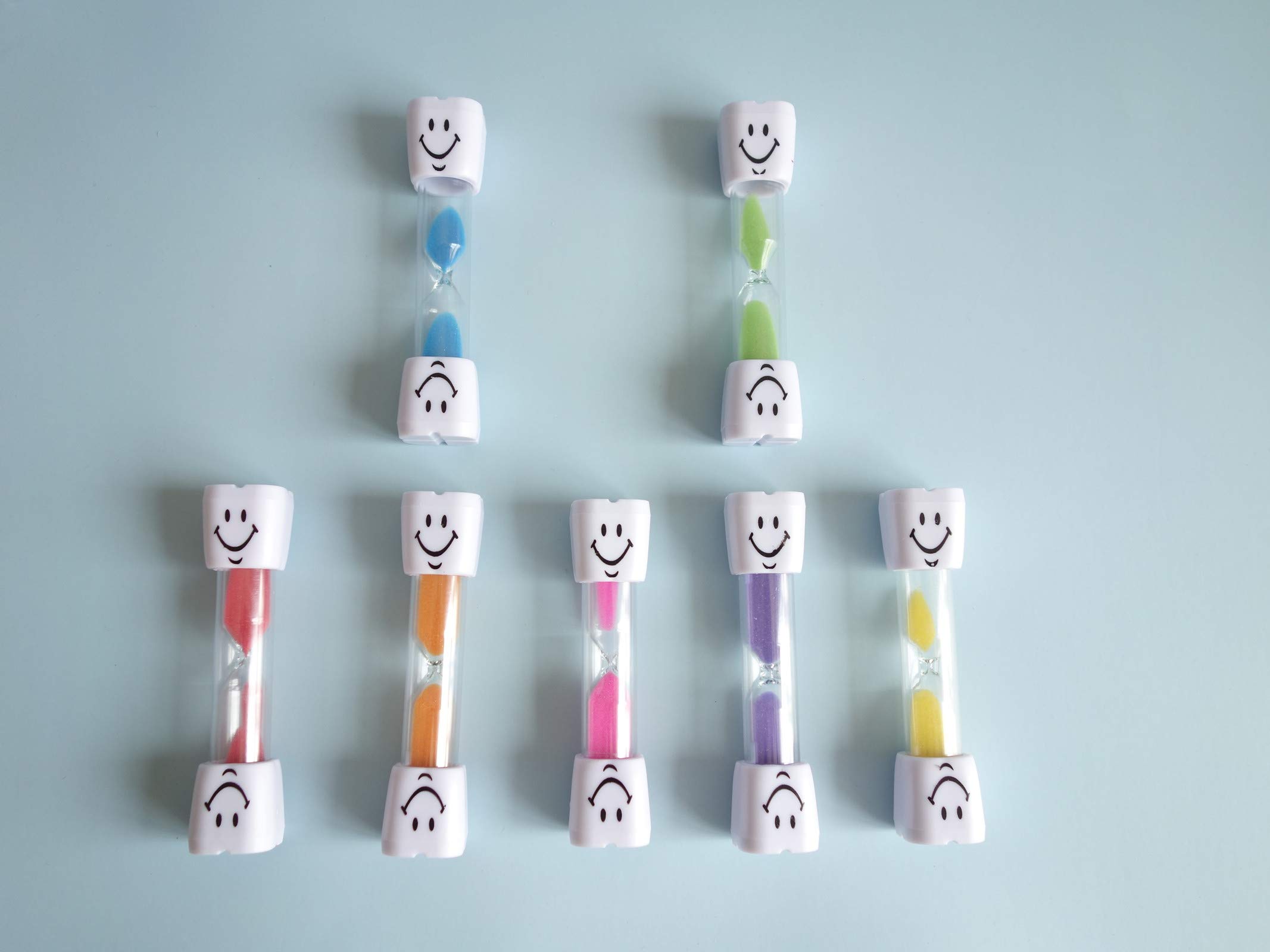 Transun Moo 7 Pack 2 Minutes Hourglass Brushing Teeth Timers Colorful Sand Timer for Kids Promote Dental Hygiene