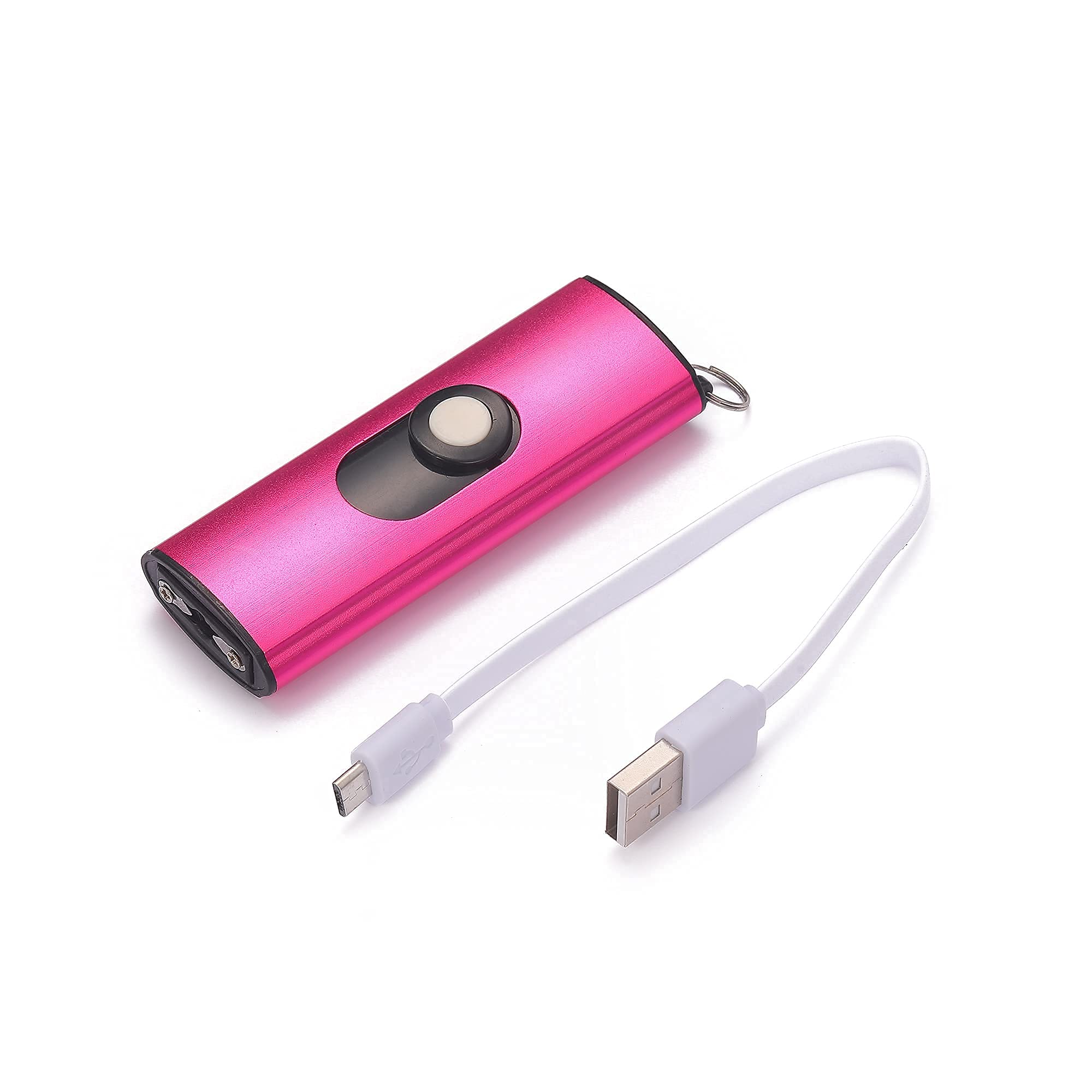 show ji 100,000 Volts Miniature Keychain Stun Gun for Women's Self-Defense, Rechargeable with LED Torch,Pink