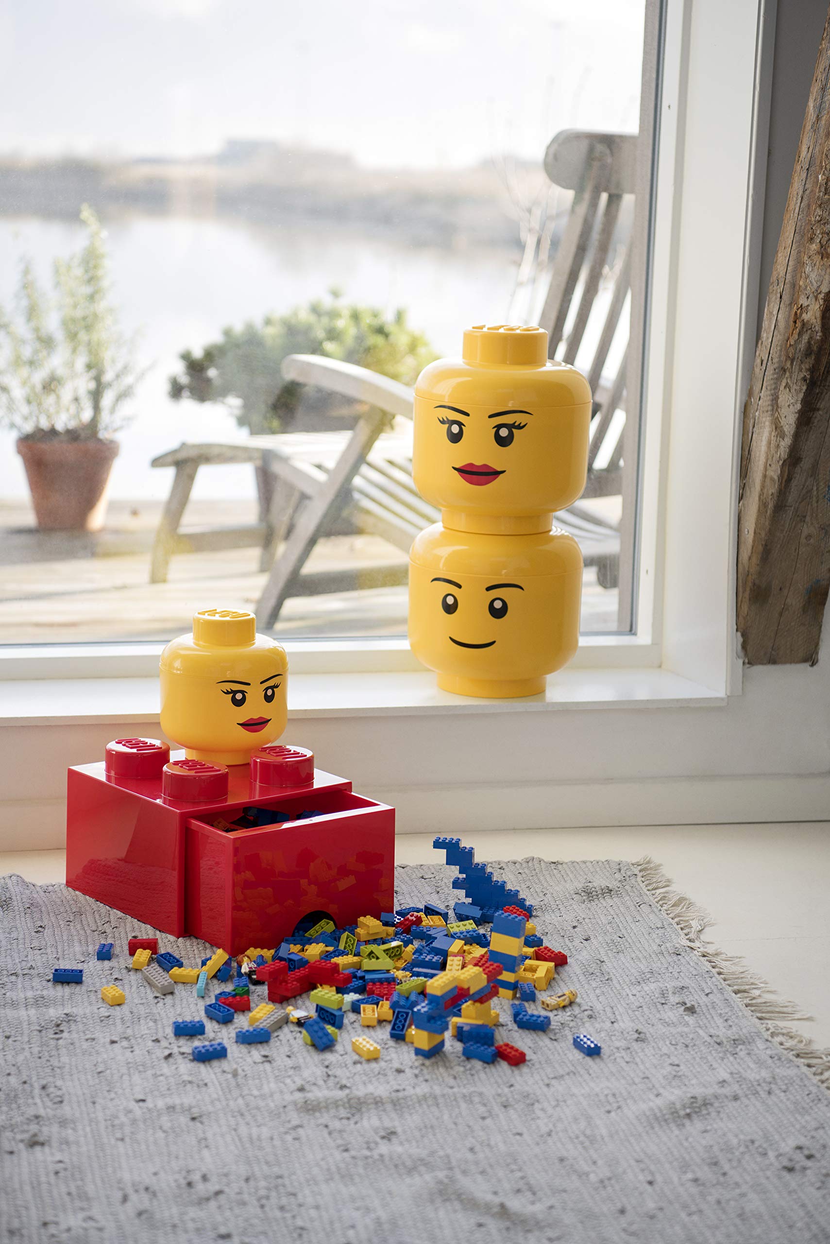 Room Copenhagen Lego Storage Head, Large, Boy, 9-1/2 x 9-1/2 x 10-3/4 Inches, Yellow (4032)