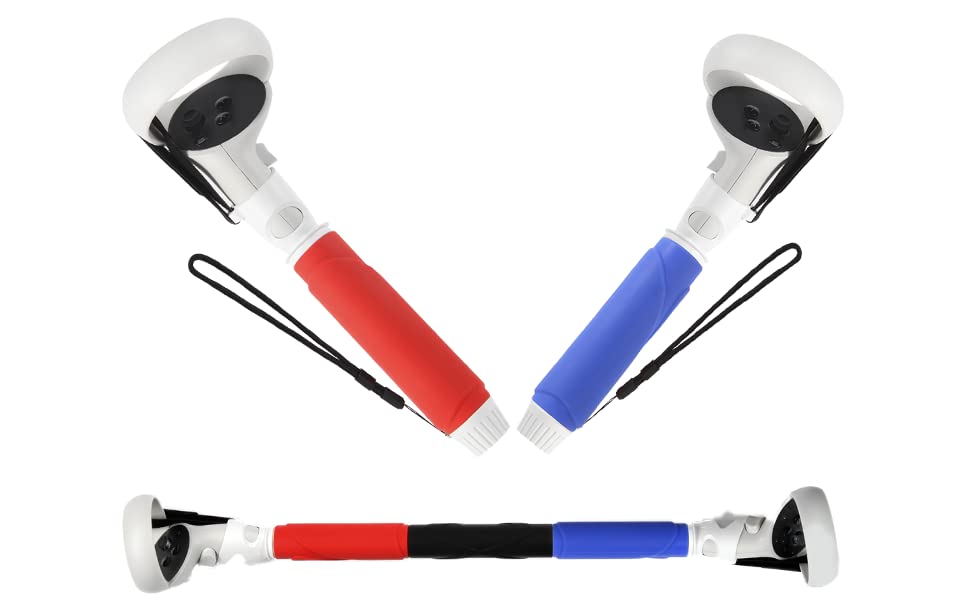 VR Beat Saber Handles Accessories,Dual/Long Handles Extension Grips for Meta/Oculus Quest 2, Comfortable Silicone Washable Multipurpose Handle for Playing Beat Saber Games