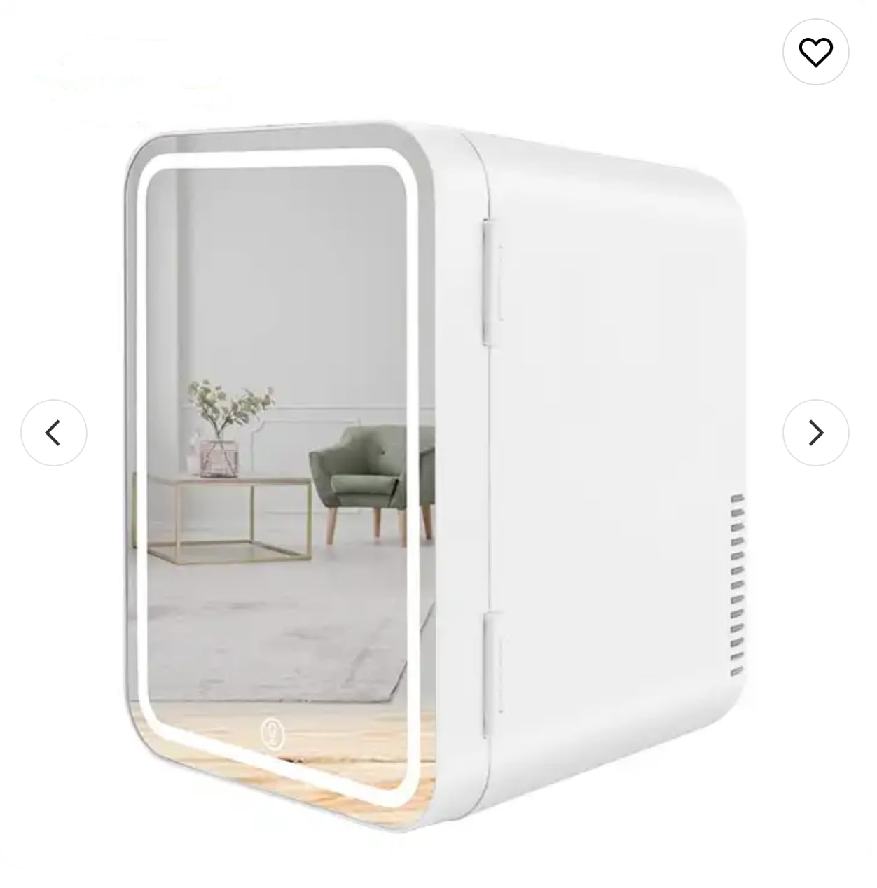 Mini Cosmetic & Personal Beauty Fridge, Mirrored Door w. Dimmable LED Light, Thermoelectric Cooling & Heating Function. 4L. Bedroom Car Office Dorm