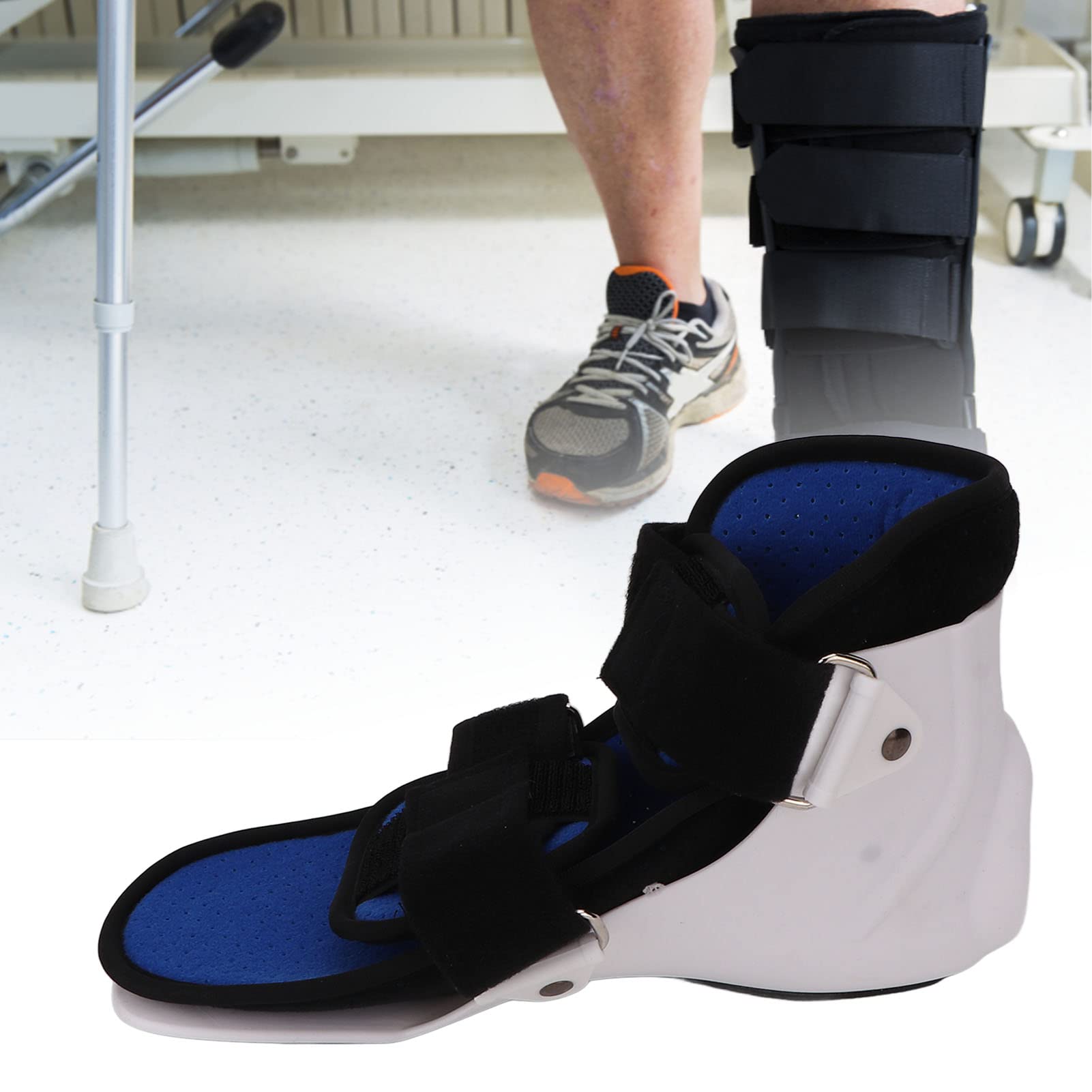 Walking Boot,Breathable Comfortable Ankle Splint Free Adjustment Foot Drop Support Brace Injury Ankle Support Brace Fracture Boot (Right Foot L)
