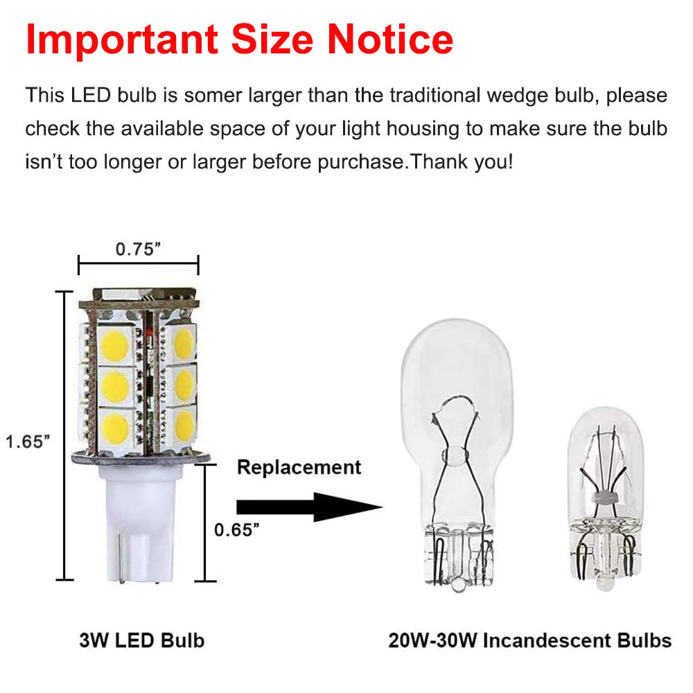 Makergroup T5 T10 Wedge Base LED Light Bulb High Brightness 12VAC/DC 3Watt 2700K-3000K Warm White Color for Outdoor Landscape Lighting Deck Stair Step Path Lights and RV Lights Pack of 6
