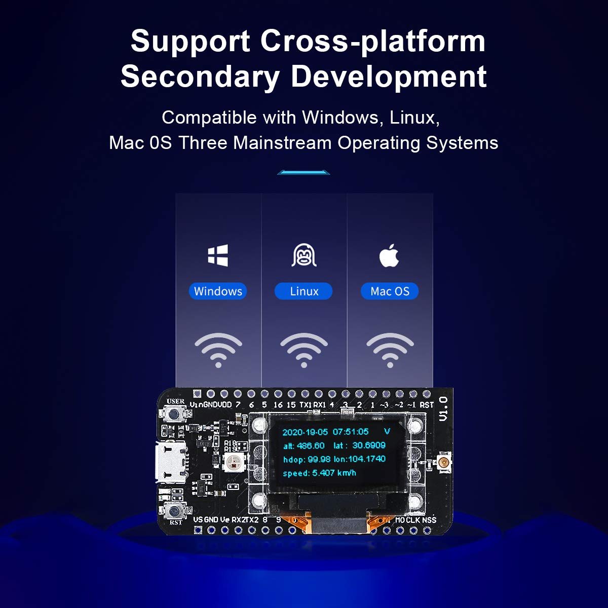 MakerFocus LoRa GPS Module LoRaWAN 863 928mHz Development Board LoRa Kit Ultra Low Power Design CP2102 SX1262 ASR6502 Chip with 0.96 inch OLED Display and Antenna for Ar duino and Intelligent Scene